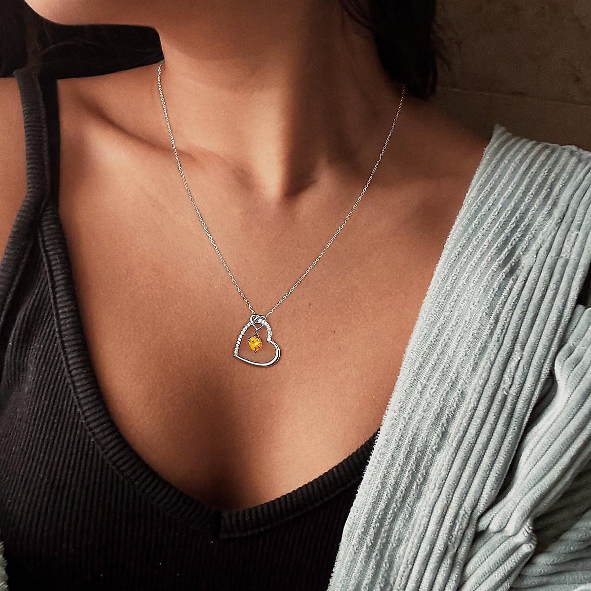 IEFRICH Heart Birthstone Necklace for Women - Amethyst Necklace Purple Necklace Sterling Silver Necklace | February Birthstone Necklace for Women Purple Jewelry | Valentines Day Gifts for Her Wife