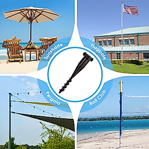 ERYTLLY No Dig Portable Screw In Umbrella Stand Heavy Duty- Beach Umbrella Base for Sand Ground Anchor Patio Flag, Pole Holder Garden - Brown Powder Coated Finish 1 Pack
