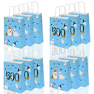MEHOFOND Halloween Party Gifts Bags Little Boo Gift Bags Blue Halloween Candy Bags Treat Bags Boo Theme Birthday Baby Shower Party Supplies for Boys Halloween Party Favors 24 Pcs