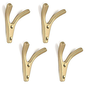Bitray 4 PCS Coat Rack Wall Mounted Coat Clothes Hook for Towel/Robe Clothes Hook, Zinc Alloy Bedroom Hook for Closet Top Bathroom Kitchen Cabinet Garage,Gold