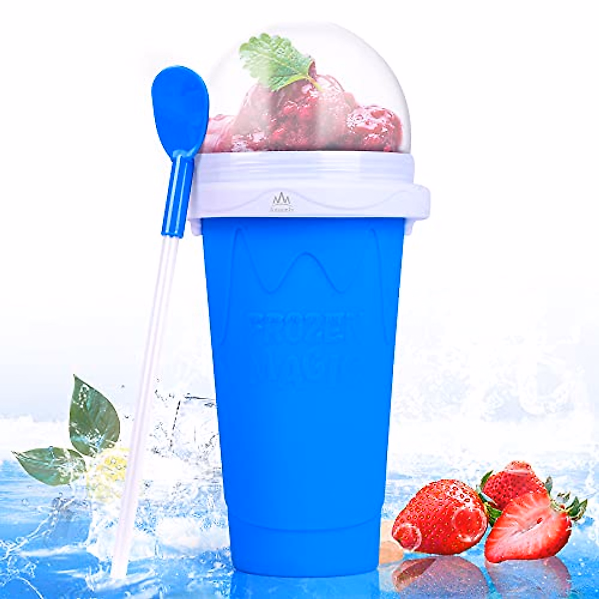 Ansamly Slushy Maker Cup,TIK TOK Magic Quick Frozen Smoothies Cups,Ice Cream Maker Cup with Travel Easy-carry,Slushies and Homemade Milk shake in Minutes,Blue