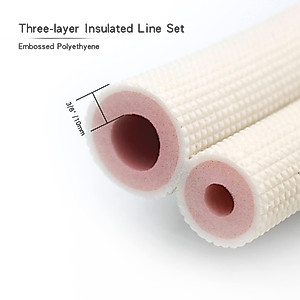 50ft Length Mini Split Line Set 1/4" 3/8" OD Copper Pipes Tubing and 3/8 White PE Thickened Insulated with Flared Nuts for Mini Split Air Conditioner HVAC or Heat Pump for 9000BTU (1/4+3/8 with wires)