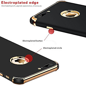 Tverghvad iPhone 8 Plus Case, Ultra Slim Flexible iPhone 8 Plus Matte Case, Styles 3 in 1 Electroplated Shockproof Luxury Cover Case, Magnetic Phone Case for iPhone 8 Plus (Black)
