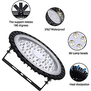 100W UFO LED High Bay Light,13000 Lumen Factory Warehouse Industrial Lighting,IP67 LED Commercial Bay Lights- High Bay Lighting for Garage Factory Gymnasium Basement Parking,LED Shop Lights