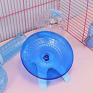 Hamster Wheel Saucer Silent Spinner/Quiet Exercise Flying Runner for Dwarf Hamster/Gerbil Rat/Small Cage (Blue)