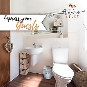 Autumn Alley Farmhouse Bathroom Trash Can, Garbage Can, Round Open Top Garbage Basket Bin for Home Office Rustic Trash Can Cute Decorative Wastebasket, Rustic Bathroom Decor, Galvanized