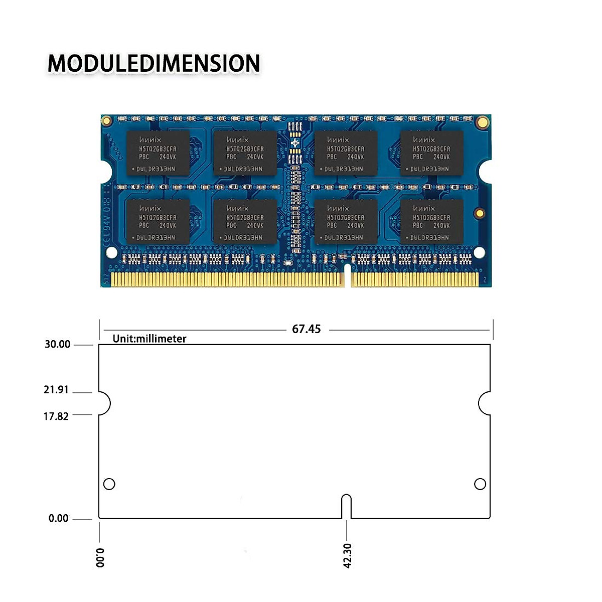 DUOMEIQI Ram DDR3 8GB Kit (2 X 4GB) PC3-8500 PC3 8500S DDR3 1066MHz SO-DIMM CL7 204 Pin 1.5v 2RX8 Sodimm DDR3 Non-ECC Unbuffered Notebook Memory Laptop RAM Modules