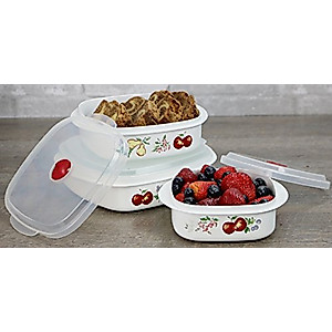 Reston Lloyd 6-Piece Microwave Cookware, Steamer, Storage Set Corelle Coordinates, 3, White