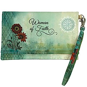 Woman of Faith Wristlet Wallet, Birthday, Christmas, and Mother's Day Gift for Women, 7-inches by 4.5-inches, by Abbey & CA Gift
