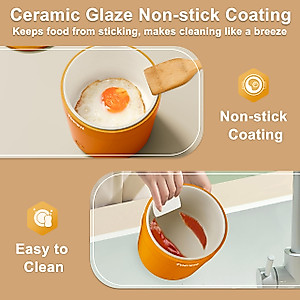 Topwit Ramen Cooker - Mini 1L Electric Pot for Noodles, Pasta, Steak, Egg with Over-Heating and Boil Dry Protection - Portable, Dorm Room Essentials, Orange