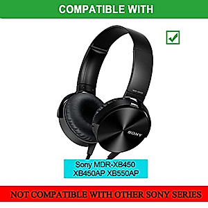 XB450 Earpads - JECOBB Replacement Ear Cushion Pads with Protein Leather and Memory Foam for Sony MDR-XB450, XB450AP, XB550AP On Ear Headphones ONLY ( NOT FIT Sony Other Series ) – Black