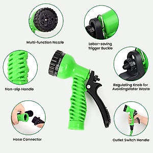 Expandable Garden Hose, Flexible Water Hose with 7 Function Hose Spray Nozzle