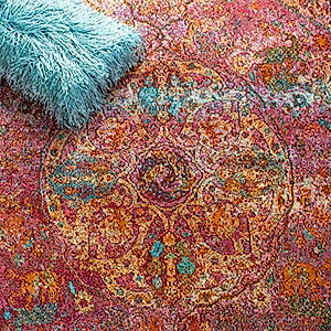 SAFAVIEH Luxor Collection 6'7" x 9'2" Fuchsia / Gold LUX318R Handmade Boho Chic Area Rug