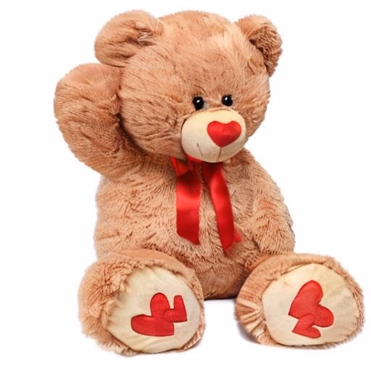 MaoGoLan Giant Teddy Bear 35" Stuffed Animal - Red Heart Footprints Big Teddy Bear Plush for Valentines Day Gift,Anniversary,Long Distance