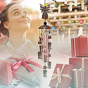 Angel Wind Chimes Outdoor, Waterproof Brass Retro Windchimes with 4 Aluminum Tubes, Wind Bells Memorial Wind Chime Mom's Gift for Home Garden, Yard, Patio Decor (Angel)