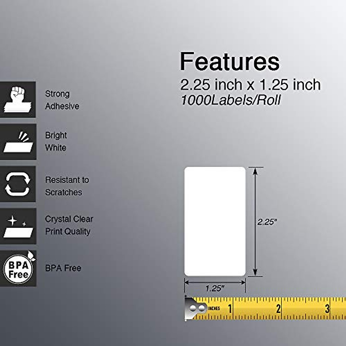 BETCKEY - 2.25" x 1.25" (57 mm x 32 mm) UPC Barcode & Multipurpose Labels Compatible with Zebra & Rollo Label Printer,Premium Adhesive & Perforated [16 Rolls, 16000 Labels]