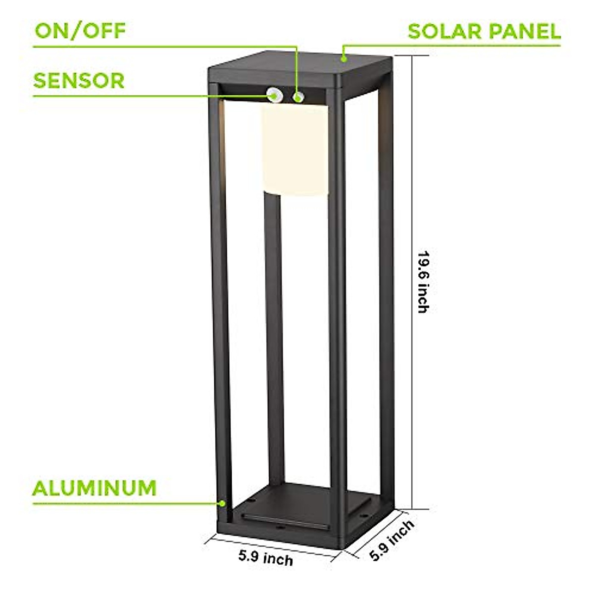 BRIMMEL Outdoor Solar Floor Lamp Solar Powered Patio Landscape Garden Motion Sensor Aluminum Path Light for Deck Balcony Yard Cordless Rechargeable Ip44 Waterproof Super Bright, Black 20" SG601057
