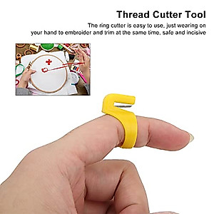 Agatige 10pcs Thread Cutter Rings, Ring Cutter Split Knife Plastic Thimble Sewing Rings Yarn Cutters Finger Ring Stitch Cutting Tools for Sewing, Knitting, Crafting