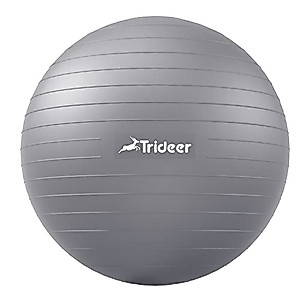 Trideer Extra Thick Yoga Ball Exercise Ball, 5 Sizes Ball Chair, Heavy Duty Swiss Ball for Balance, Stability, Pregnancy, Physical Therapy, Quick Pump Included (Gray, XL (68-75cm))