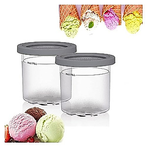 EVANEM 2/4/6PCS Creami Deluxe Pints, for Ninja Creami Ice Cream Maker Pints,16 OZ Ice Cream Container Airtight,Reusable Compatible with NC299AMZ,NC300s Series Ice Cream Makers,Gray-6PCS
