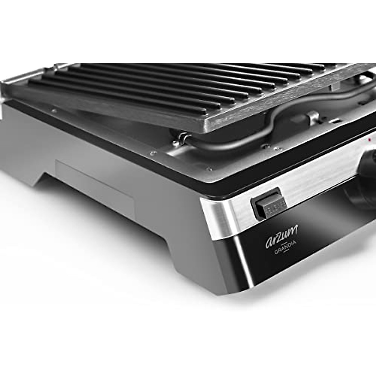 Arzum Panini Press, Sandwich Maker, Electric Indoor Grill, Stainless Steel Top Surface, Non-stick Die-cast Aluminium Plates, Upright Storage, Opens 180 degrees, 6 Slices, 1500W, Large (AR2023-UL)