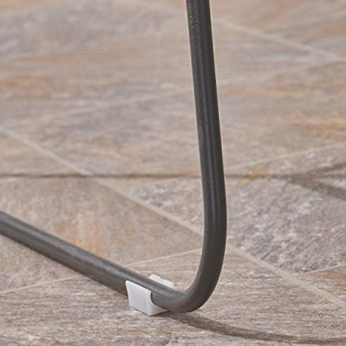 Great Deal Furniture Ella Outdoor Counter Stools, 26" Seats, Modern, Geometric, Gray Iron Frames with Ivory Cushion (Set of 4)