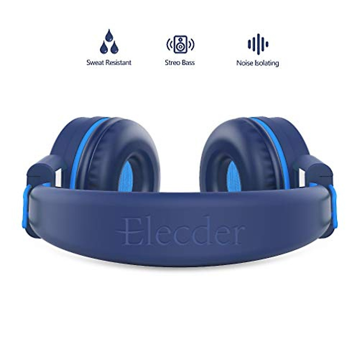 ELECDER i37 Kids Headphones Children Girls Boys Teens Foldable Adjustable On Ear Headphones 3.5mm Jack Compatible Cellphones Computer MP3/4 Kindle School Tablet Blue/Light Blue