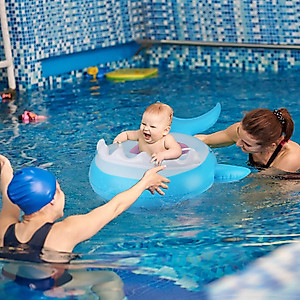 Baby Pool Float with Canopy UPF50+ Sun Protection Inflatable Baby Float Water Toys Summer Toys Baby Swim Float for Pool Aged 6-36 Months