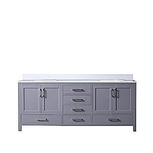 Bell+Modern Big Sur 80 in. W x 22 in. D Dark Grey Double Bath Vanity and White Quartz Top