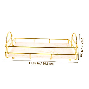 PRETYZOOM Daily Necessities Storage Rack White Serving Tray Gold Dresser Trinket Tray Bathroom Sundries Shelf Cupboard Shelf Perfume Bathtub Trays Dresser Tray Makeup Vanity Desk Alloy