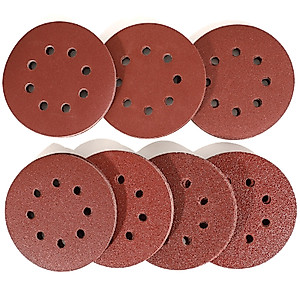 5 Inch 8 Hole Hook and Loop Sanding Discs 72 PCS, Assorted Sandpaper 40 60 80 120 180 240 320 Grits for Random Orbital Sander