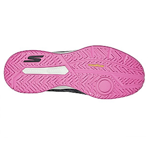 Skechers Women's Viper Court-Athletic Indoor Outdoor Pickleball Shoes with Arch Fit Support Sneakers, Black/Pink, 8.5