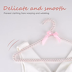 Linkidea 20 Pack Faux Pearl Beaded Clothes Hangers Bulk Pack, Wholesale Multi-Pack Elegant Clothes Dress Wedding Shop Pants Hanger, Closet Coat Storage Organizer Standard Hangers (Pink)