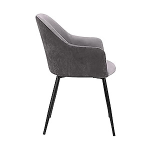 Armen Living Pixie Fabric Dining Room Chair with Black Metal Legs, 18" Seat Height, Grey