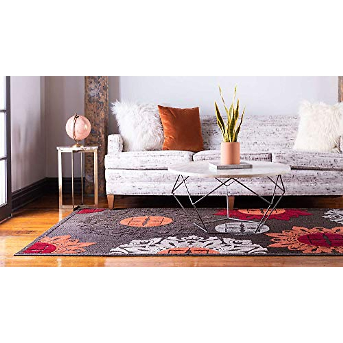 Unique Loom Outdoor Modern Collection Area Rug - Chicago (5' 1" x 8' Rectangle, Brown/ Orange)