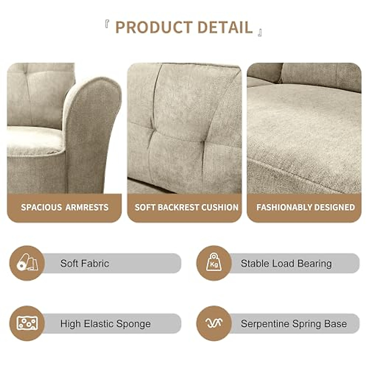 SILKIR Couches for Living Room,78 Inches Comfy Sofa Sofa for Living Room 3 Person Couch for Living Room,Office,and Apartment,Beige