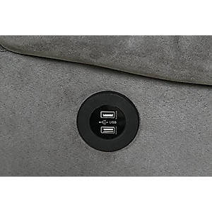 Relaxzen Longstreet Rocker Recliner with Massage, Heat and Dual USB Ports, Microfiber, Gray