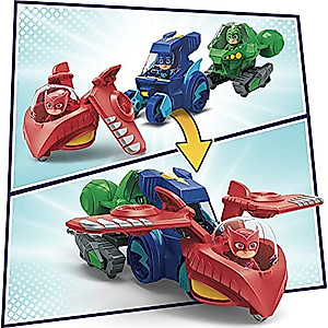 PJ Masks 3-in-1 Combiner Jet Preschool Toy, Toy Set with 3 Connecting Cars and 3 Action Figures for Kids Ages 3 and Up