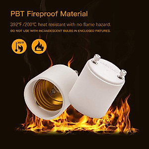 4 Pack JACKYLED GU24 to E26 E27 Adapter, Heat Resistant Up to 392℉ Fire Resistant Converts GU24 Bi-Pin Based Fixture to E26 E27 Standard Screw-in Socket