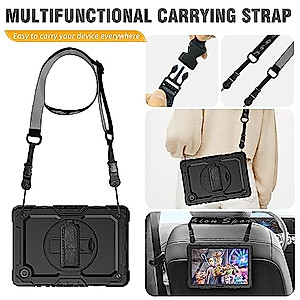 HXCASEAC Case for Samsung Galaxy Tab A8 Case 10.5 inch, Protective with Screen Protector/Hand Strap/Pen Holder, Sturdy Shockproof A8 Tablet Case 2022 SM-X200/X205/X20 - Black