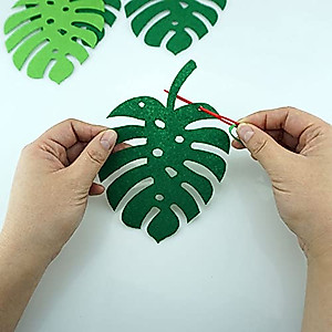 SaktopDeco 2 Pack Palm Leaf Garland Felt Tropical Garland Summer Banner Hawaiian Luau Party Birthday Baby Shower Decorations Supplies