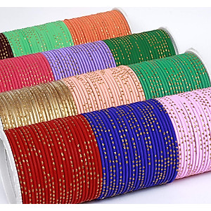 SANARA Indian Wedding Multi Color Bangle Set Traditional 288 Pcs Alloy Metal Bracelets Partywear Arrangement Costume Bangle Box Jewelry (2.6)