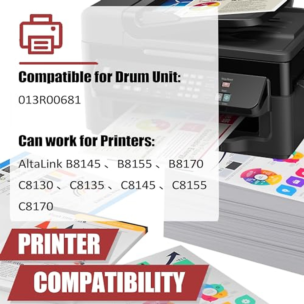 Replacement 013R00681 Imaging Unit Compatible for Xerox 013R00681 C8130 Drum Unit Work for Xerox AltaLink B8145 B8155 B8170 C8130 C8135 C8145 C8155 C8170 Printers 1 Yellow Pack