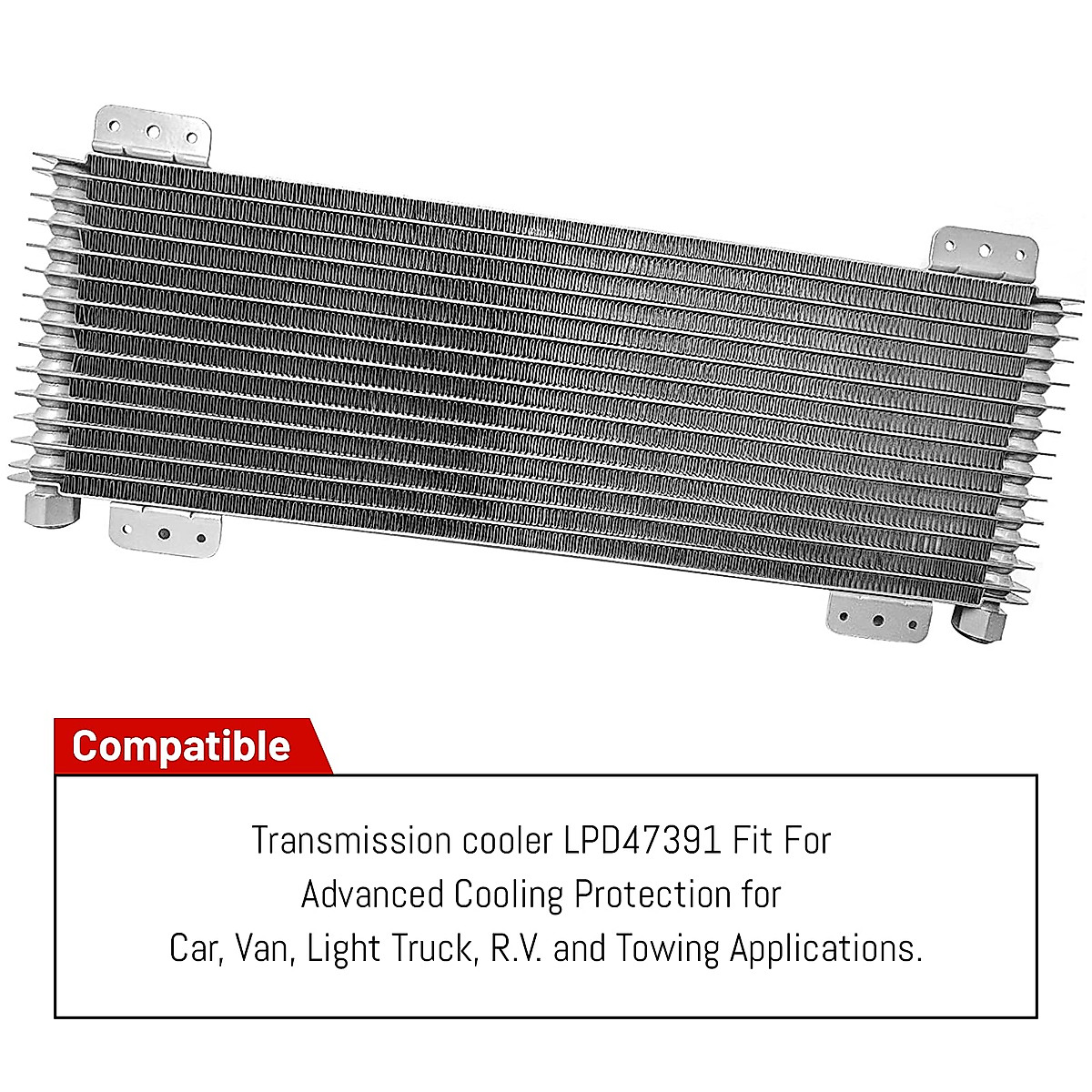 Piodelo 40k Transmission Oil Cooler Kit Compatible with Heavy Duty 40,000 GVW Max with Mounting Hardware, Towing Applications and Advanced Cooling Protection Replace# LPD47391 47391