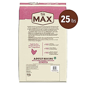 NUTRO MAX Adult Mini Chunk Recipe Dry Dog Food With Farm-Raised Chicken, 25 LB Bag