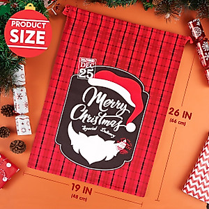 JOYIN 3 Santa Sacks Christmas Canvas Burlap Gift Bags Personalized Storage with Drawstring for Extra Large Xmas Stuffers Presents Bags, Party Favor Decorations