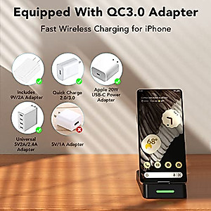 EloBeth 3 in 1 Wireless Charging Station for Google Pixel Watch Charger, Wireless Charger for Google Pixel 7 Pro / 7a /7/Fold/6/6 Pro/5/4/3/XL, Pixel Buds Pro, Samsung Galaxy/iPhone/Airpods