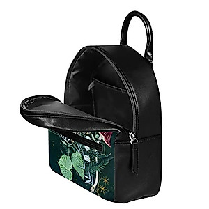 Showudesigns Butterfly Mushroom Backpack Purse Women Girls Mini Backpacks PU Leather Zipper Closure Shoulder Bags Shoulder Bag Casual Daypack Moon Moth Green