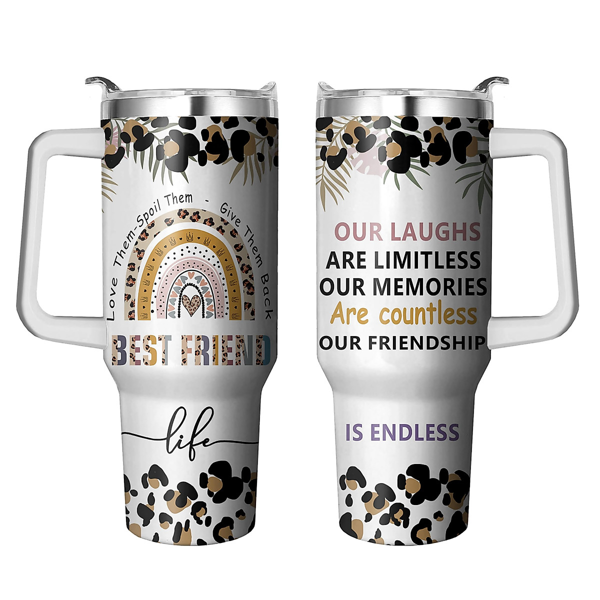 Ksoemar 40 Oz Best Friend Tumbler with Handle and Straw, Double Wall Stainless Steel Best Friend Cup for Women, Best Friends Mug Gifts Ideas for Women Birthday, Mothers Day, Christmas