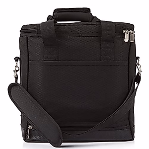 PICNIC TIME Cellar 6-Bottle Wine Carrier & Cooler Tote, Insulated Padded Wine Cooler Bag for Travel, Portable Water-Resistant Wine Bag, (Black with Gray Accents)